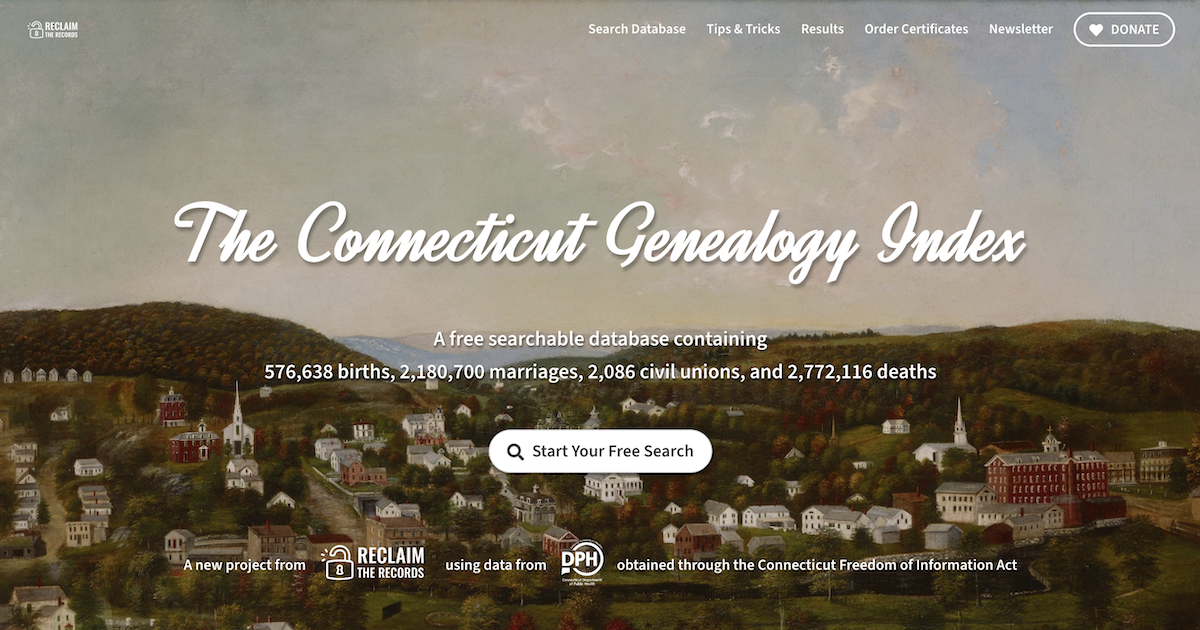 The Connecticut Genealogy Index // Free searchable database of ...